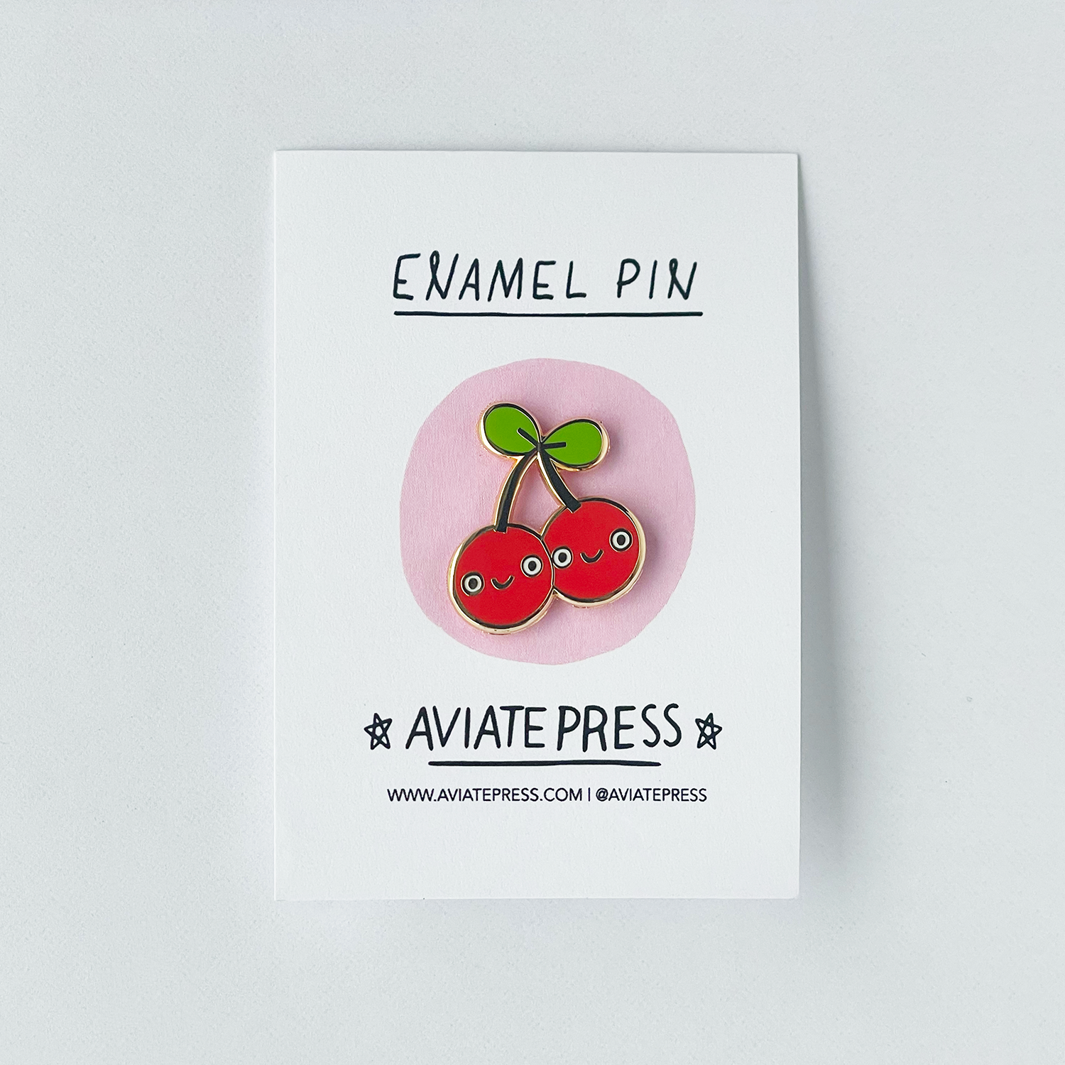 Cute Red Cherries Hard Enamel Pin – Good Postage