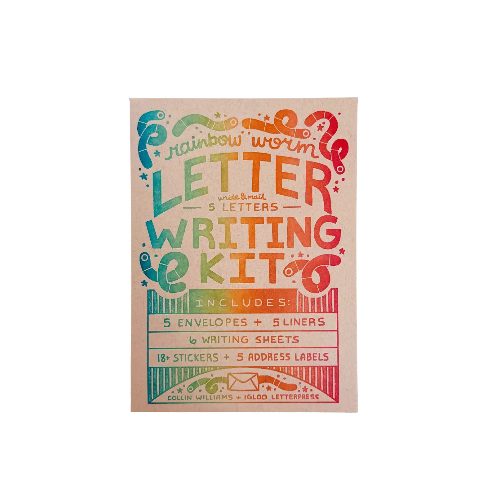 Igloo Letterpress - Rainbow Worms Letter Writing Kit – Good Postage