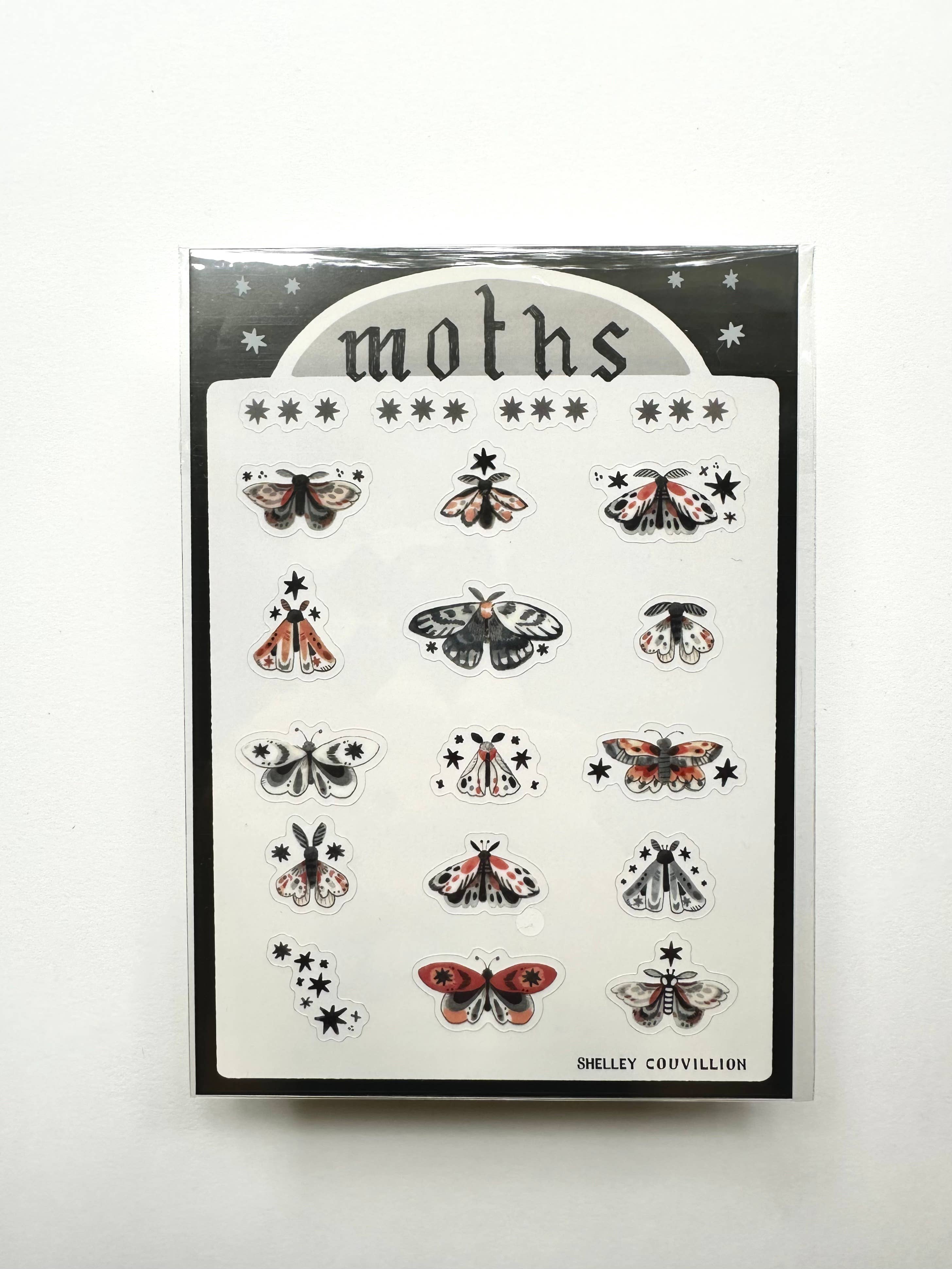 Shelley Couvillion Moths sticker sheet – Good Postage