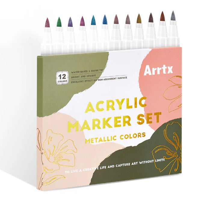 Arrtx Acrylic Marker - 12 Color Set - Metallic Colors (12A) – Good Postage