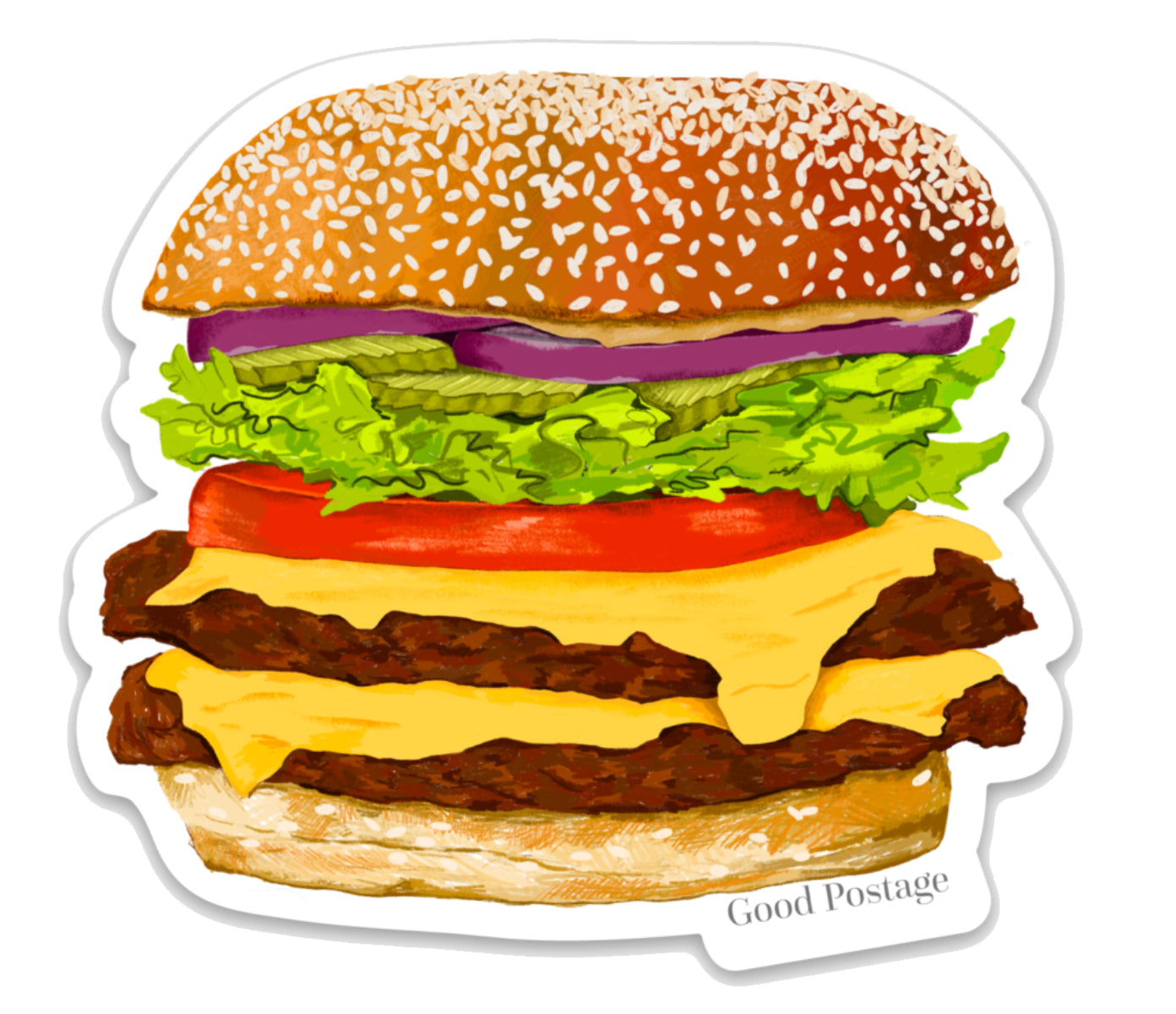 Cheeseburger Sticker – Good Postage